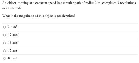 Solved An Object Moving At A Constant Speed In A Circular Chegg