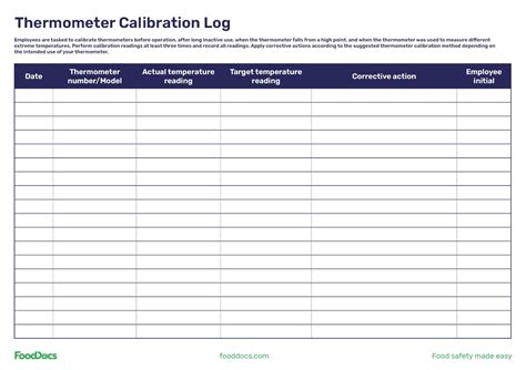 Printable Calibration Form Template