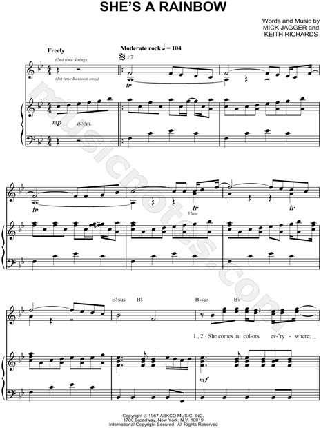 The Rolling Stones Shes A Rainbow Sheet Music In Bb Major
