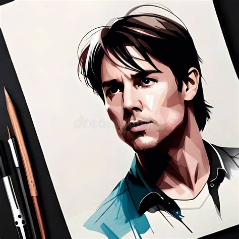 Tom Cruise Portrait Vector Graphic Style Ai Generated Image Editorial
