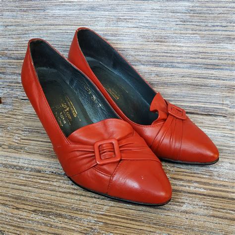 Vintage Red Pumps Red Leather Shoes Elegant Women Shoes 1980s Etsy
