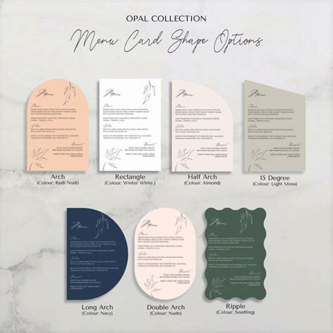 Opal Menu White Cherry Invitations