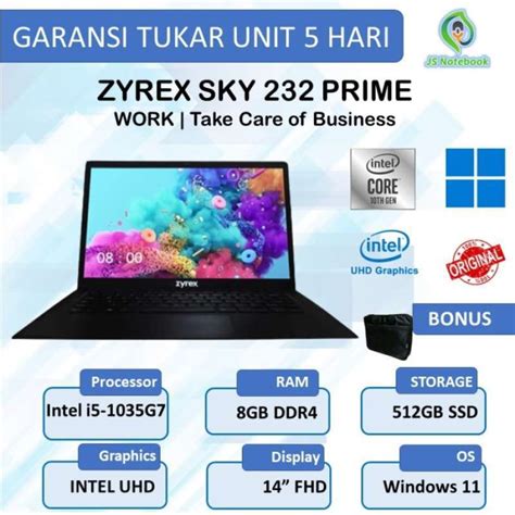 Promo Laptop Zyrex Sky 232 Prime Intel Core I5 1035g7 8gb 512ssd Win11 Diskon 33 Di Seller