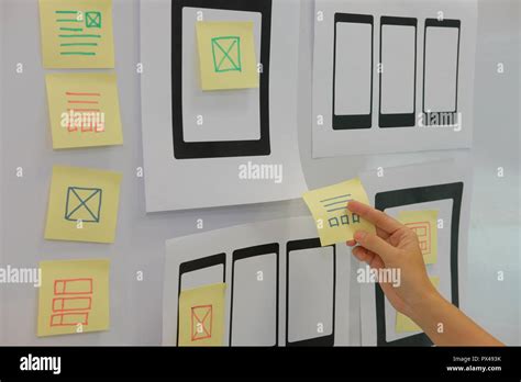 User Experience Ux Designer Designing Web On Smart Phone Tablet Layout