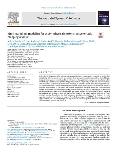 Pdf Multi Paradigm Modeling For Cyber Physical Systems A Systematic Mapping Review