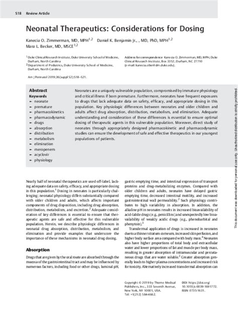 Pdf Dosing Considerations For Oral Acyclovir Following Neonatal