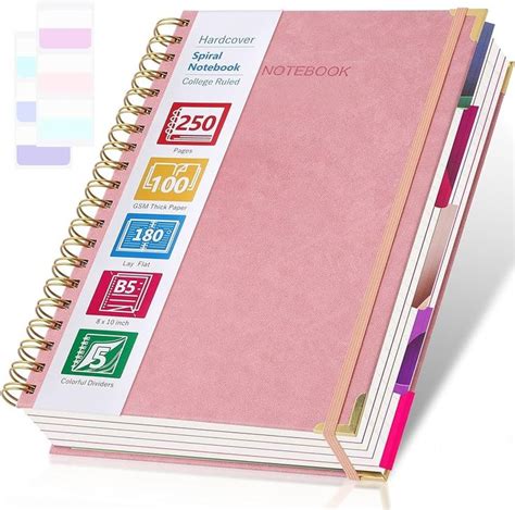 Spiral Notebook Notebooks College Ruled 5 Subject Notebook With