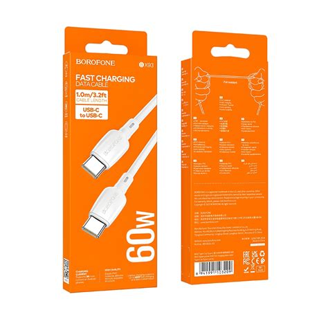 Usb C To Usb C Cable Borofone Bx93 60w 3a 1m White