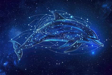 The Constellation Of The Dolphin Delphinus Is Portrayed As A Celestial Dolphin Made Of