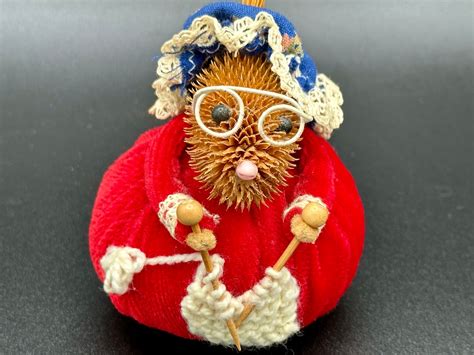 Vintage Talented Teezle Granny Knitting Hedgehog Pin Cushion Ornament Collectible Etsy