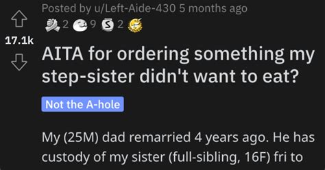 He Ordered Something His Stepsister Didnt Want To Eat Is He A Jerk