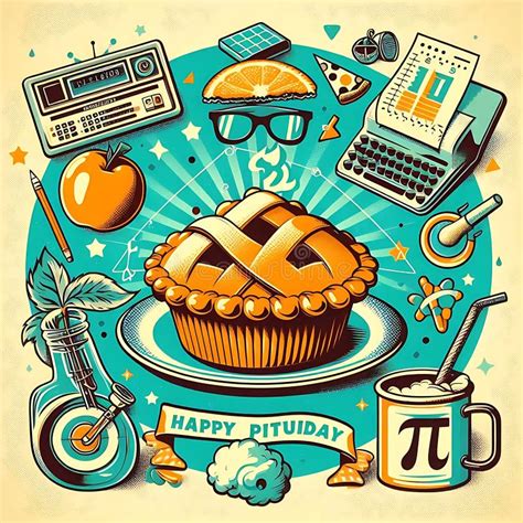 Colorful Pi Day Celebration With Delicious Pie And Sweets Stock Illustration Illustration Of