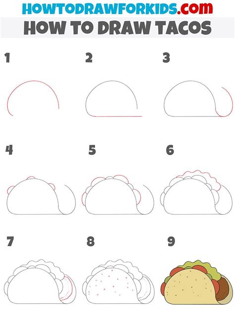 How To Draw Tacos Taco Drawing Drawing Tutorial Easy Easy Drawings