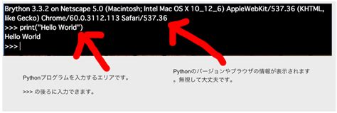 スマートフォンでもできる。ブラウザですぐpython Helloworld