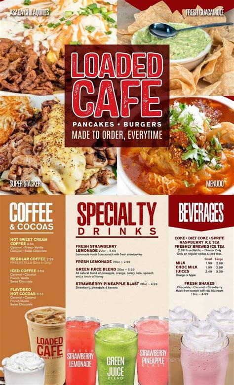 Menu Of Loaded Cafe In Santa Ana Ca 92701