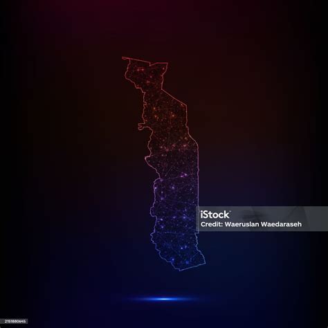 토고지도 개요 별과 선 여러 색상 추상 프레임 워크 어두운 배경에 미래 지향적인 낮은 다각형 와이어 프레임 선 및 점 디자인 0명에 대한 스톡 벡터 아트 및 기타 이미지