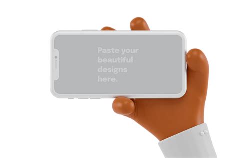 3d手持横屏样机 褐白