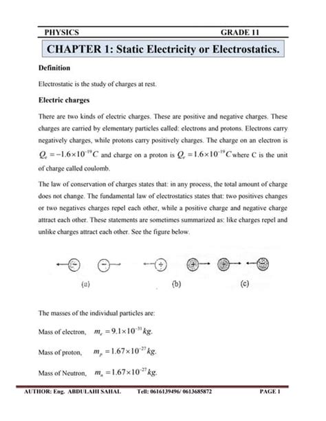 Chapter 1 Electrostatics Pdf Worksheets Library