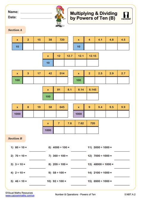 Multiplying And Dividing By Powers Of Ten B Pdf Printable Number Worksheets Library