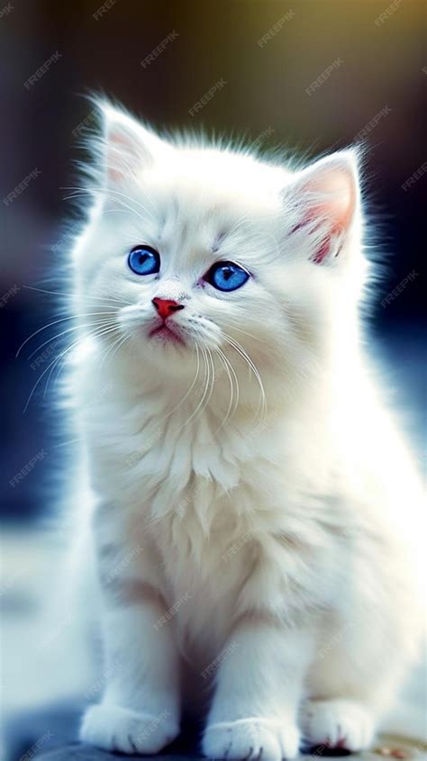 Premium Photo A White Cat With Blue Eyes