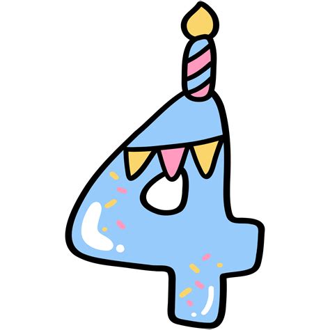 Number 4 Birthday Party Illustration Doodle Outline 48040293 Png