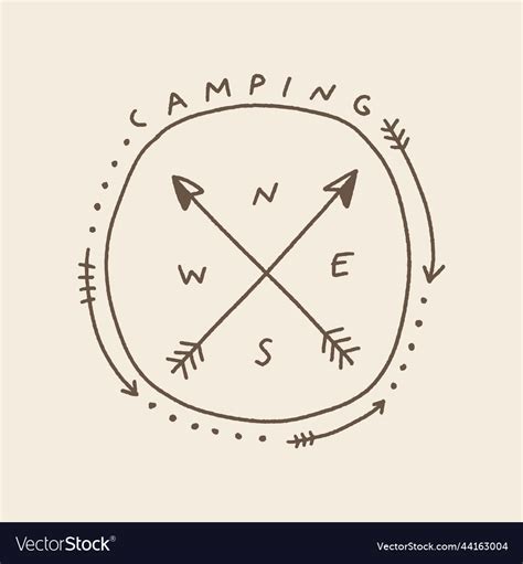 Camp Travel Compass Logo Aesthetic Decor Elements Vector Image