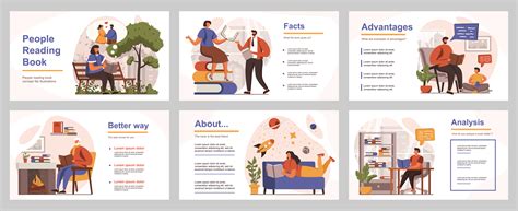 People Reading Book Concept For Presentation Slide Template Men And