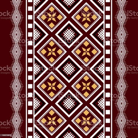 크림슨 레드 기하학적 동양 원활한 패턴 타이어 전통 디자인 배경 카펫 벽지 의류 포장 바틱 직물 벡터 일러스트자수 스타일 0명에