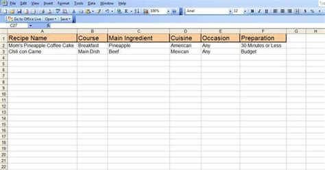 Excel Recipe Spreadsheet Template How To Guide