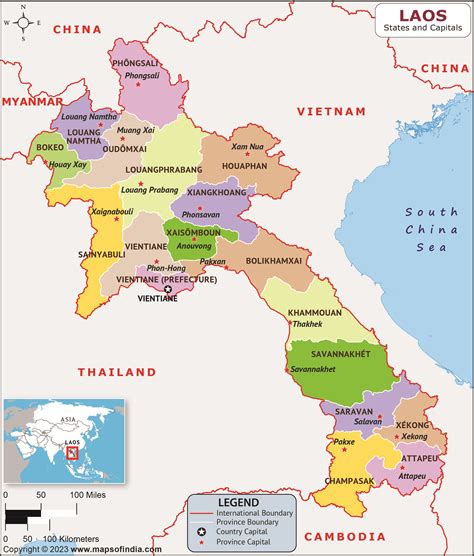 Major States In Laos Map