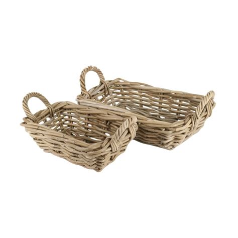 Rattan Caddy Baskets Set Of 2 Refined Spaces