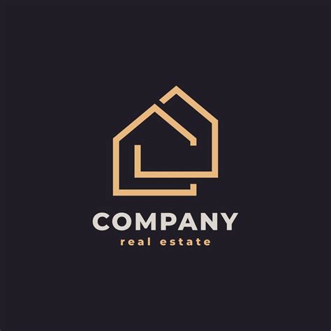 Huis Logo Goud Huis Symbool Meetkundig Lineair Stijl Bruikbaar Voor