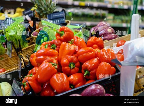 Red Peppers At The Gas Station In The Grocery Store In The