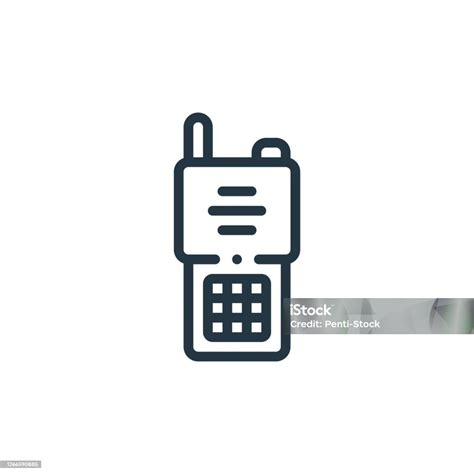 흰색 배경에 격리 된 무전기 벡터 아이콘 개요 웹 사이트 디자인 및 모바일 응용 프로그램 개발을위한 얇은 라인 무전기 토키 아이콘 얇은 선 무전기 윤곽 아이콘 벡터