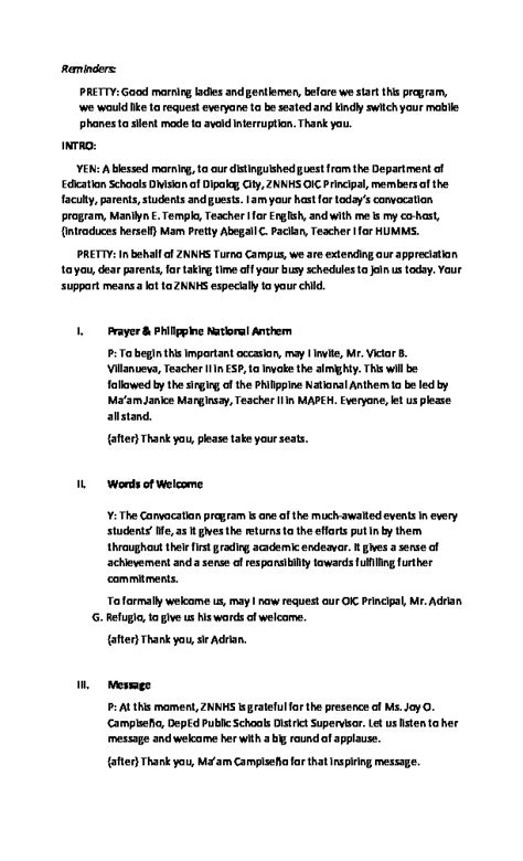 Sample Convocation Programme And Script Pdfcoffeecom