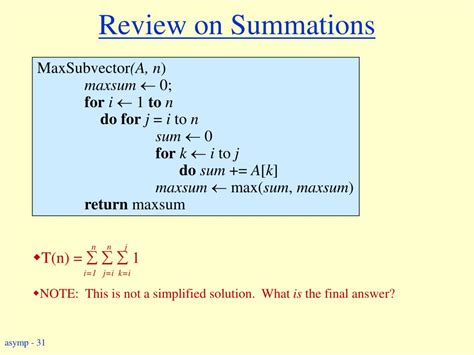 ppt asymptotic notation review of functions and summations powerpoint
