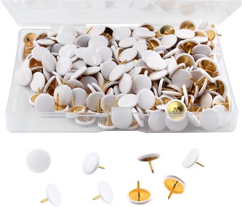 Piutouyar 300pcs White Decorative Flat Push Pin Plastic