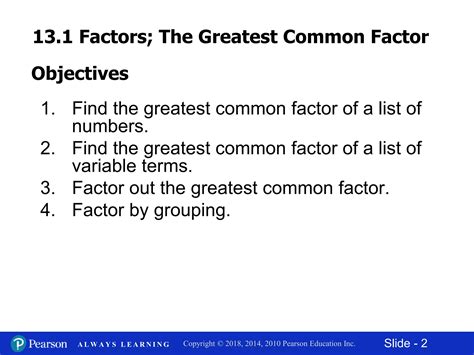 Section 13 1 Greatest Common Factor Factoring By Grouping Ppt