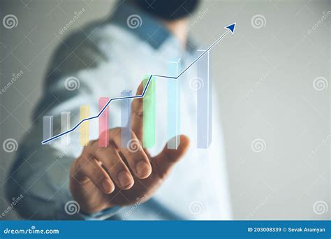 Man Touching Graph In Screen Stock Image Image Of Display Person