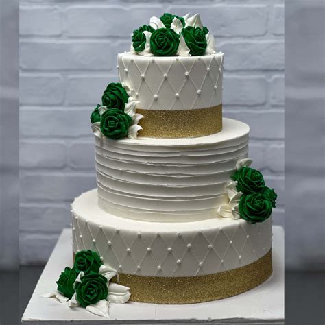 Quilted Emerald Wedding Cake Palermo Custom Cakes