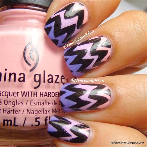 Nail Stamp 4 Fun Zig Zag Gradient Using Winstonia W203 Nail