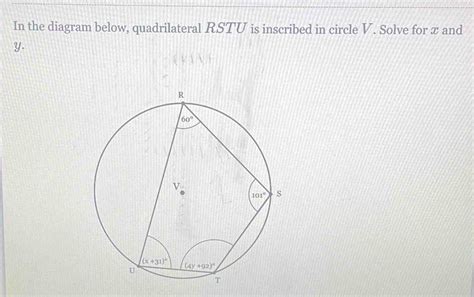 Solved In The Diagram Below Quadrilateral Rstu Is Inscribed In Circle