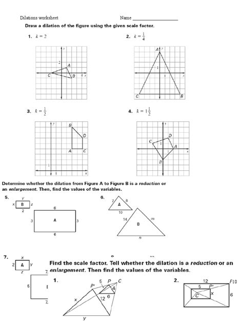 Dilations Worksheet