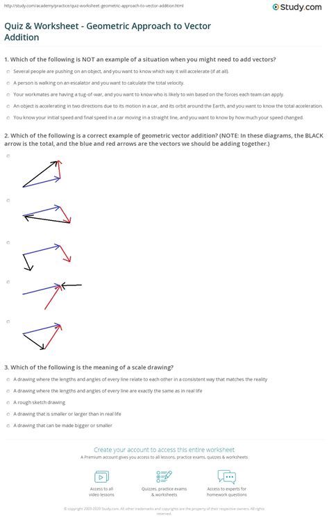 Quiz And Worksheet Geometric Approach To Vector Addition