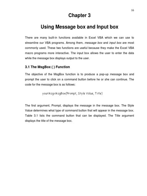 Difference Between Message Box And Input Box Free Word Template
