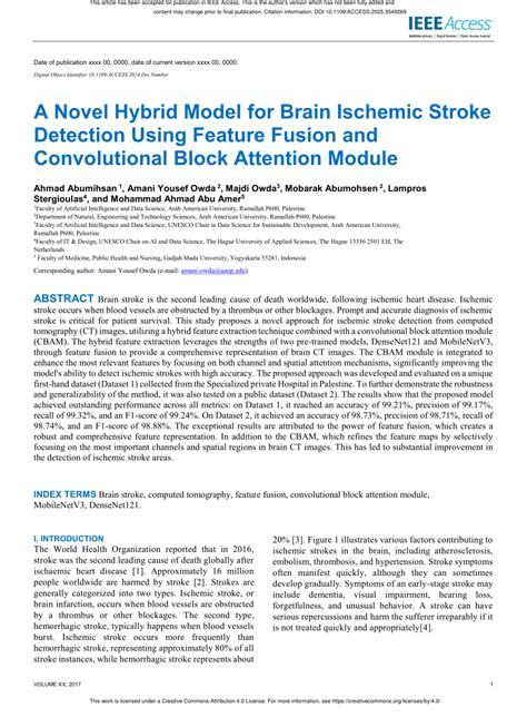 Pdf A Novel Hybrid Model For Brain Ischemic Stroke Detection Using