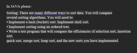In Java Please Sorting There Are Many Different