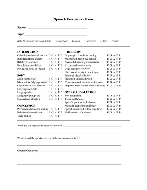 Speech Evaluation Form