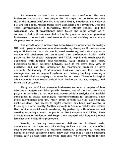 Essay E Commerce E Commerce Or Electronic Commerce Has