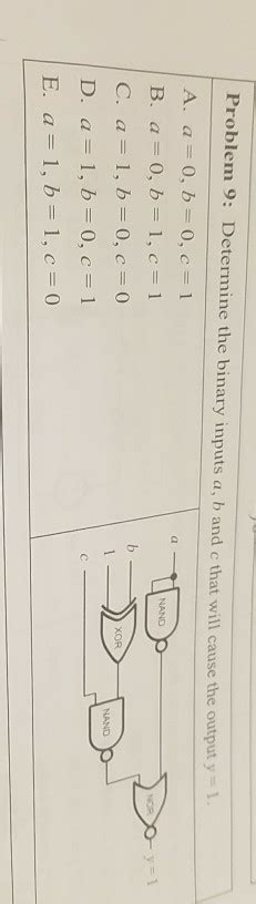 Solved Problem 9 Determine The Binary Inputs A B And C